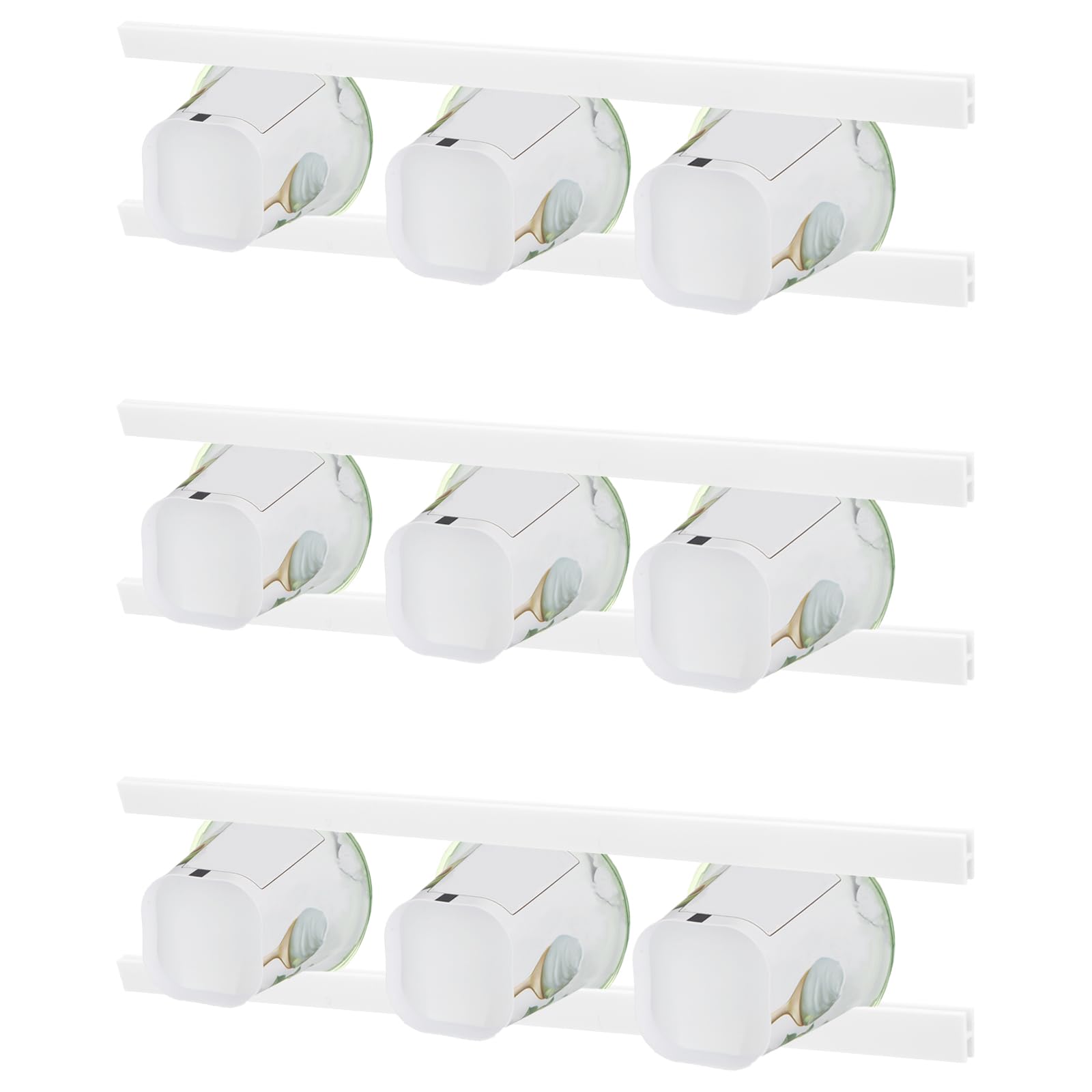 6 Pack Yogurt Organizer for Fridge, 20 Capacity Yogurt Holder for Refrigerator with Adhesive Tapes, 12" Long Fridge Yogurt Organizer Customizable to Fit Multiple Yogurt Sizes, Yogurt Fridge Organizer