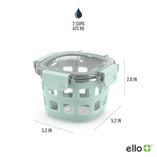 Ello Duraglass Glass Meal Prep Sets Leak-Proof Glass Food Storage Containers with Airtight BPA-Free Plastic Lids, Dishwasher, Microwave, and Freezer Safe