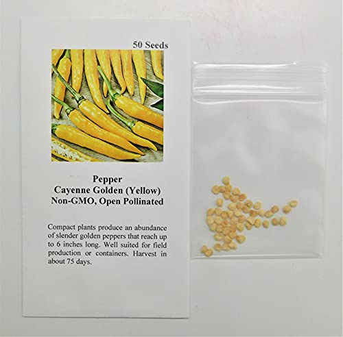 David's Garden Seeds Pepper Cayenne Golden FBA-00081 (Yellow) 25 Non-GMO, Heirloom Seeds