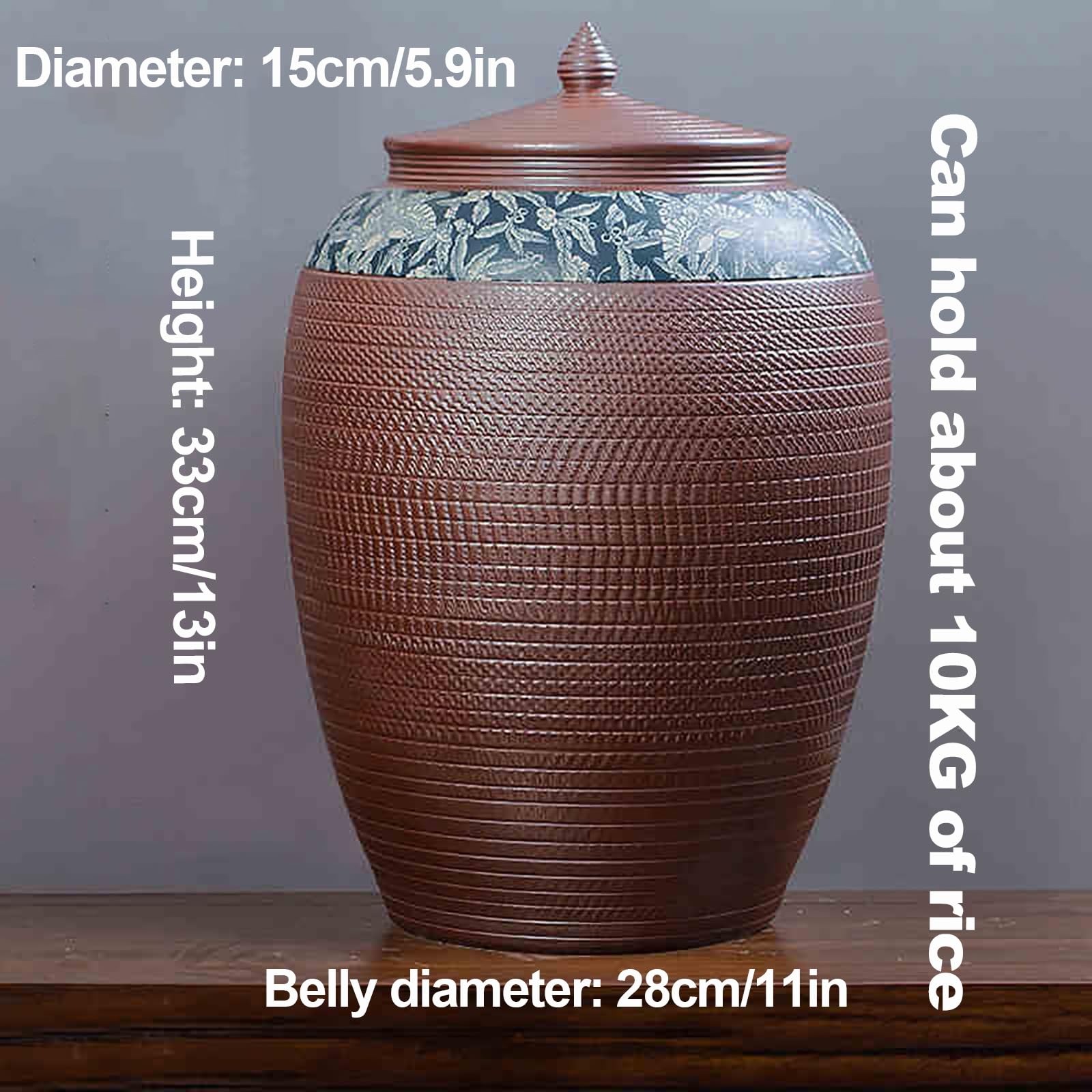 Home Rice Storage Box - Classic Food Storage Porcelain Bottle, Kitchen Sealed Jar With Lid Grain Dispenser(10/25 / 50KG), Ceramic Food Storage Jar Beans Corns Wheat Oatmeal Grain Storage Bin(A,Capac