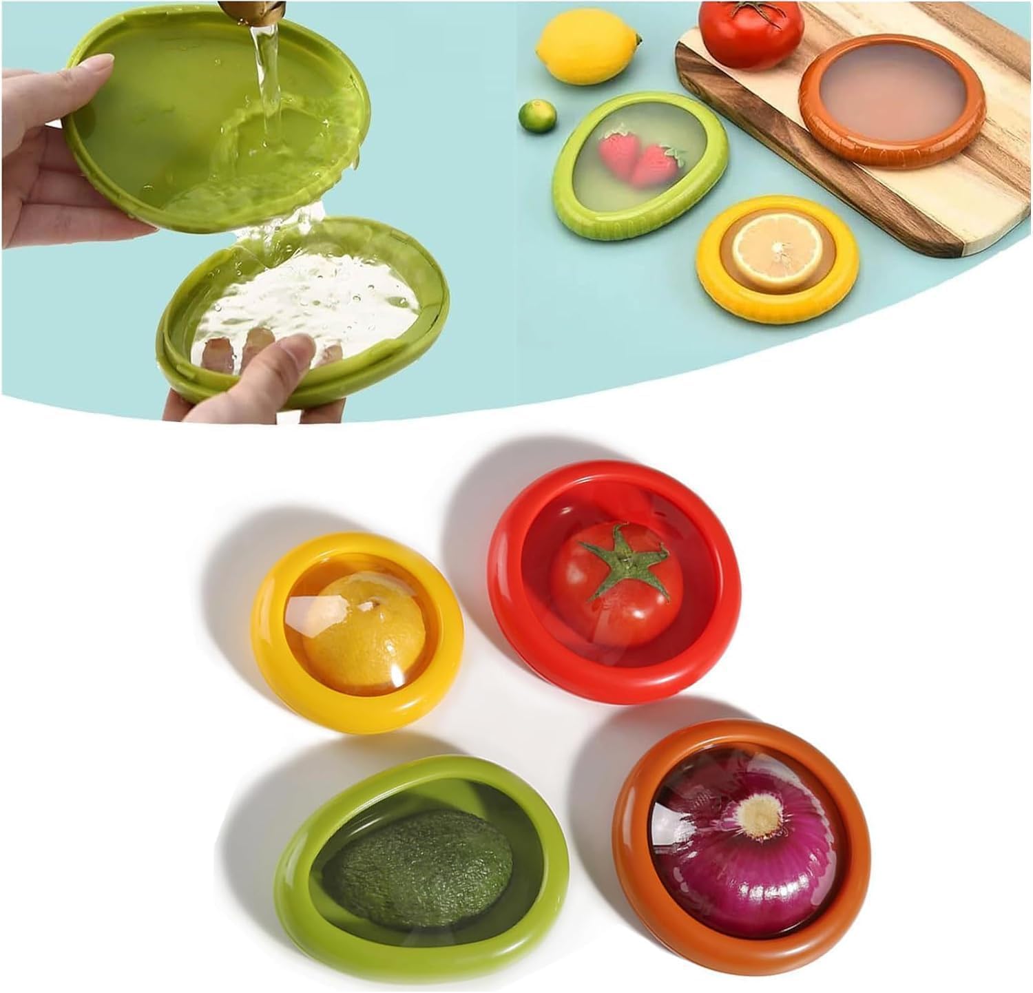CTOBU Silicone Fruit Storage Box,fruit storage containers for fridge，Fruit And Vegetable Anti-Oxidation Storage Box,food storage containers，Silicone Fruit and Vegetable Storage Containers． (green)