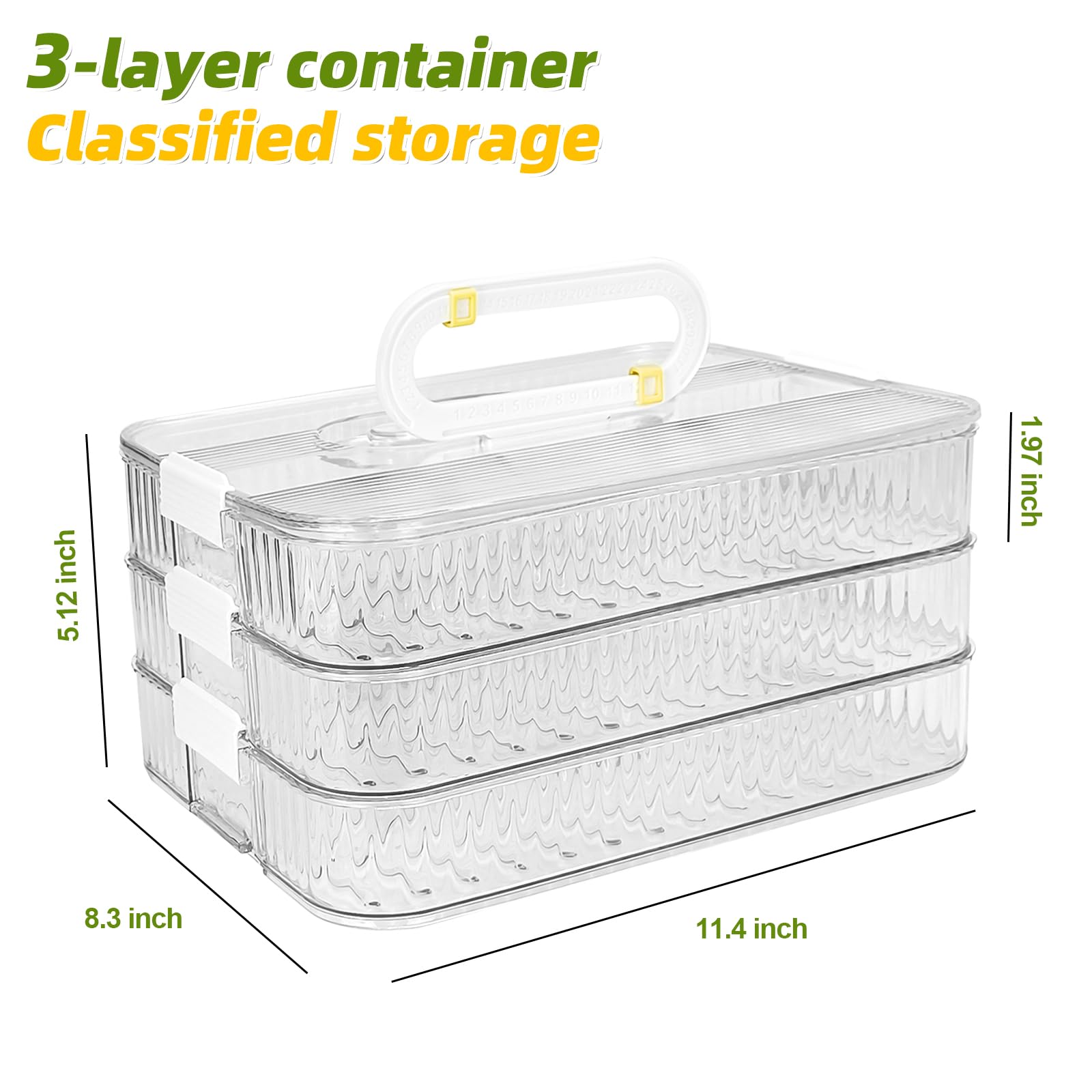 JOBVERT Deli Meat Container for Fridge, Lunch Meat Container for Refrigerator with Lids, 3 Layer Bacon Cheese Cold Cuts Storage Containers for Fridge Organizers and Storage