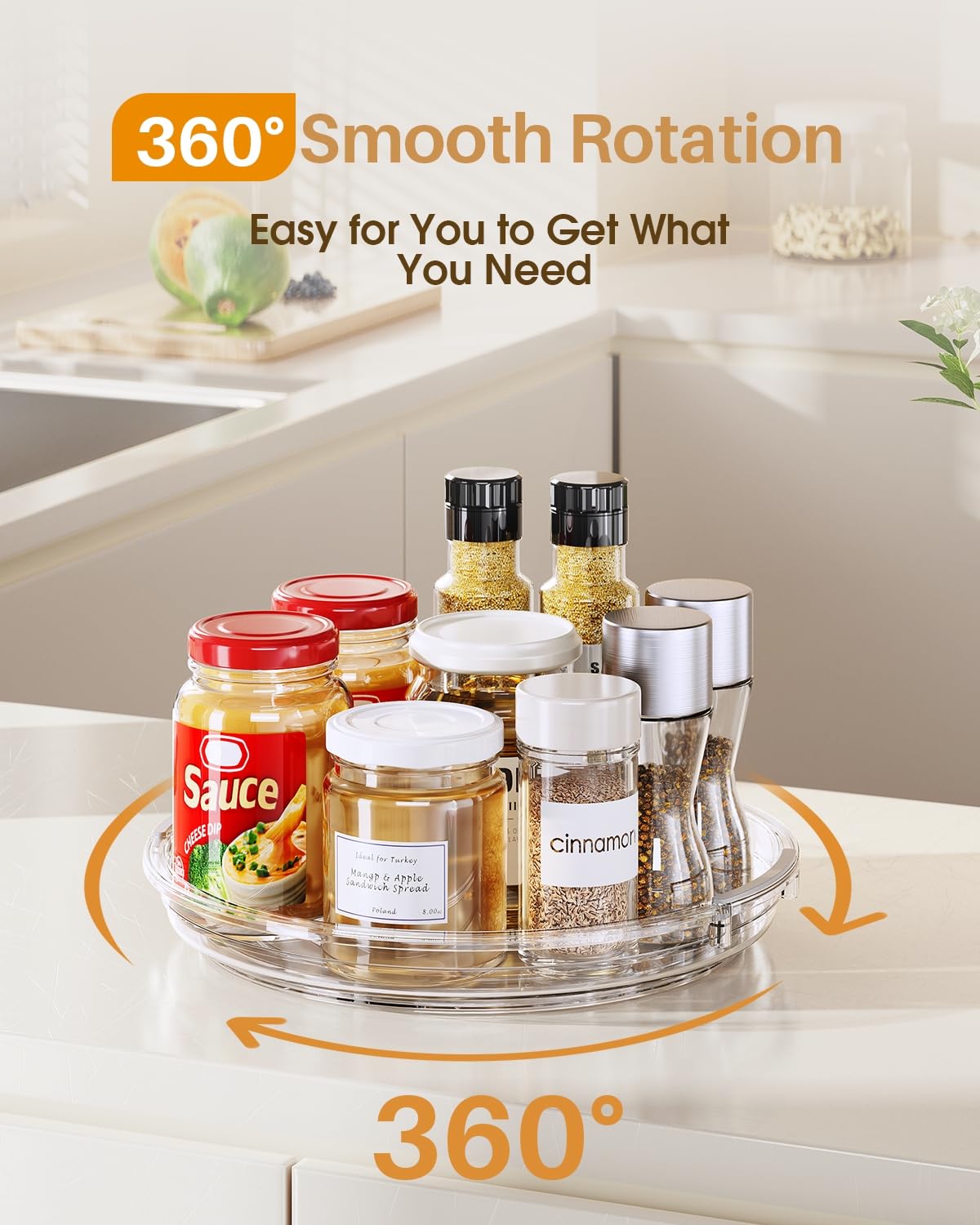 LAMU 2 Pack Lazy Susan Organizer 9.25 inch Turntable for Cabinet, Small Spice Organization for Cabinet, Kitchen, Pantry, Table Top, Fridge, Countertop, Medicine Cabinet Organizer, Clear