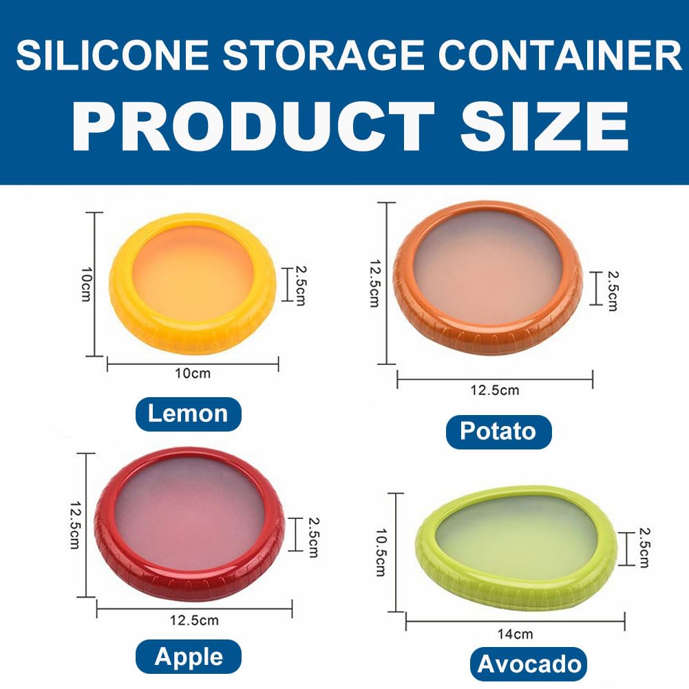 Silicone Fruit Storage Box, 4PC Reusable Storage Containers for Tomatoes, Avocados, Onions, Lemons, and Potatoes, Fruit and Vegetable Storage Box to Keep Fresh
