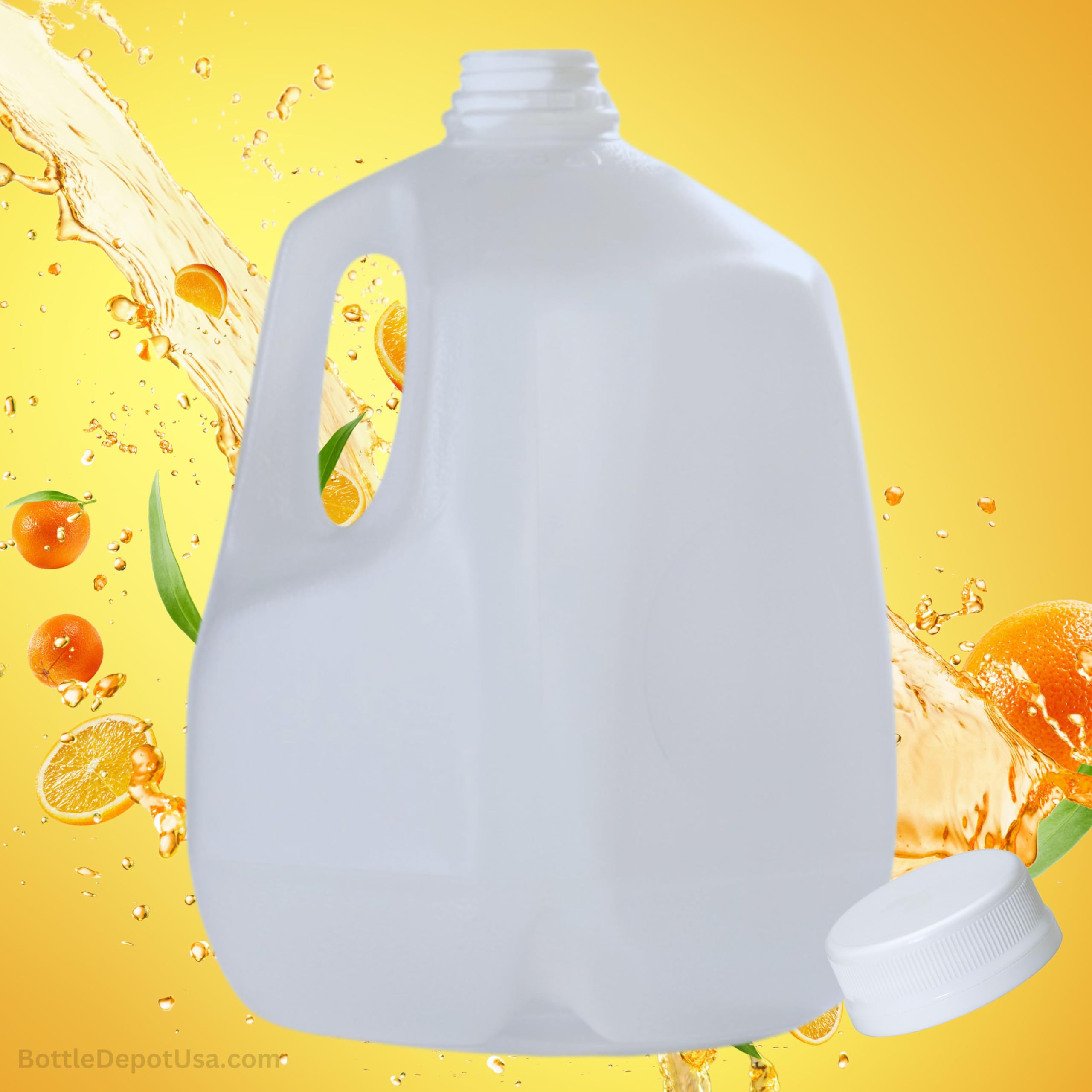 (4 PACK) 128 Oz Empty Plastic Gallon Juice Bottles with Tamper Evident WHITE Caps - Smoothie Bottles - Ideal for Juices, Milk, Smoothies, Picnic's and Even Meal Prep - Made in USA