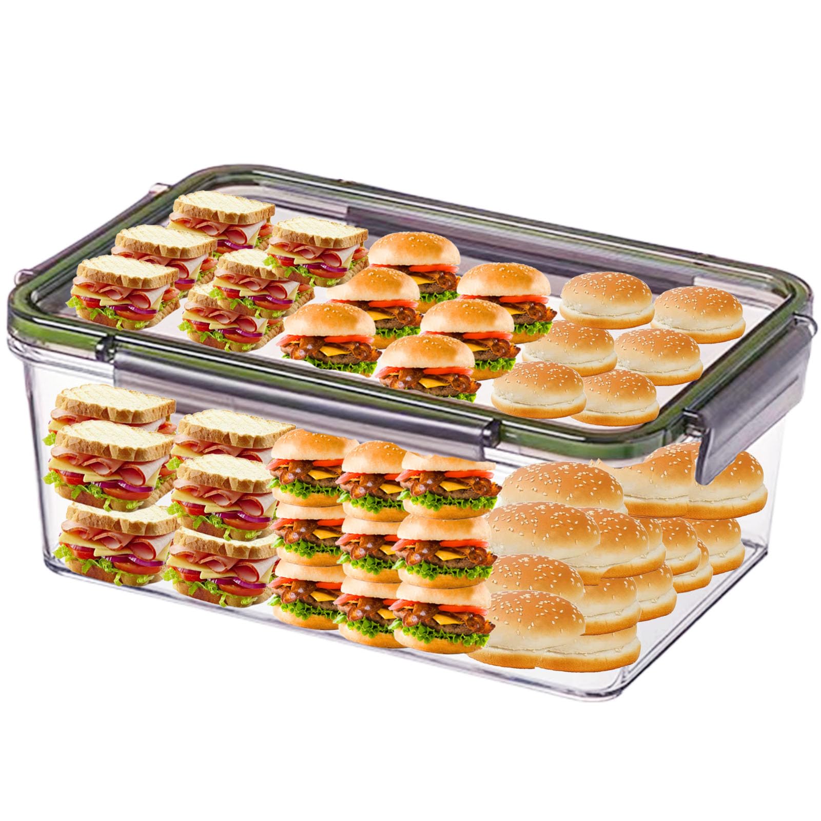 Foncroto Sandwich Food Storage Containers With Lids: 118 OZ Reusable Leakproof Storage Containers With Lids,Plastic Meal Prep Storage Container for Sandwich Vegetable,Salad,Fruit