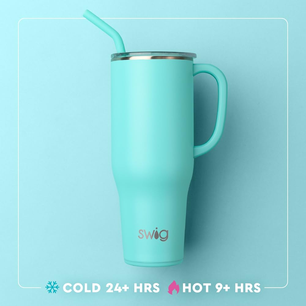 Swig Life 40oz Mega Mug, 40 oz Tumbler with Handle and Straw, Cup Holder Friendly, Dishwasher Safe, Extra Large Insulated Tumbler, Stainless Steel (Pumpkin Patch)