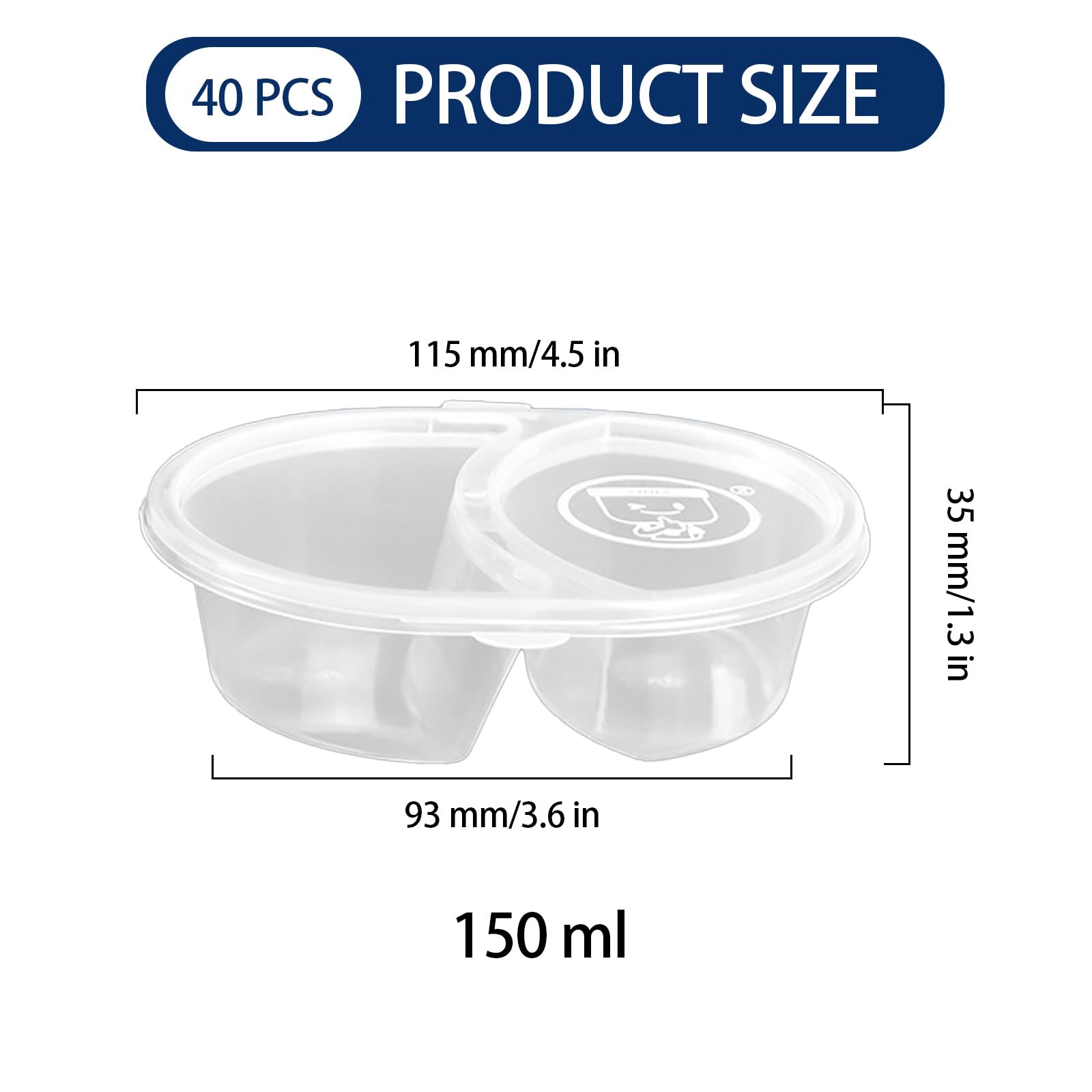 cheshjulv 14 Pcs 2-Compartment Salad Dressing Container To Go and Food Containers with Lids, Perfect for to-go Sauce, Travel,Small Condiment Containers with Lids