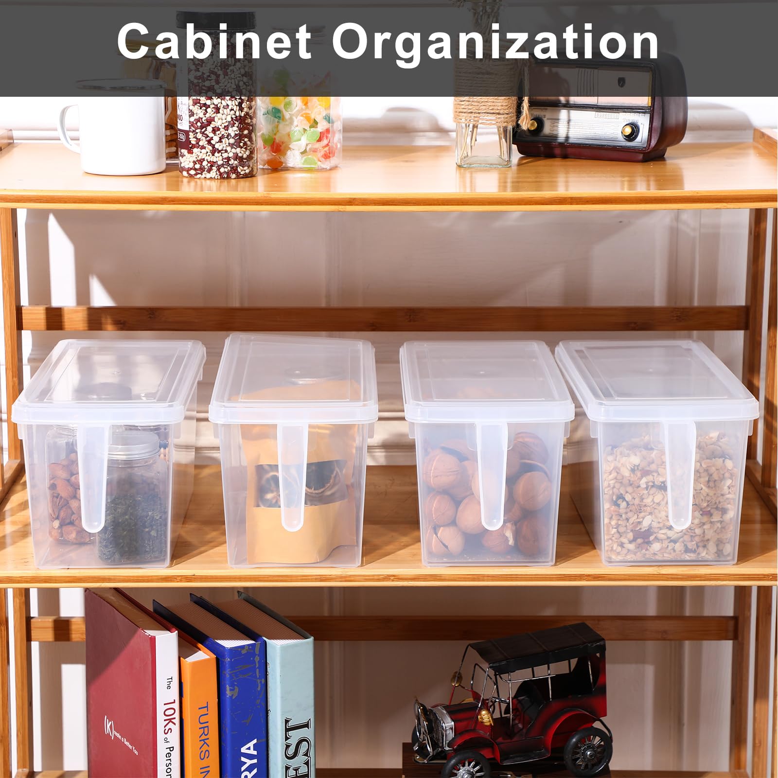 Quzzil 8 Pcs Fridge Organizer Refrigerator Organizer Bins with Lids and Handle Clear Fruit Storage Containers for Fridge Vegetable, Egg, Meat (Divided and Normal Style)