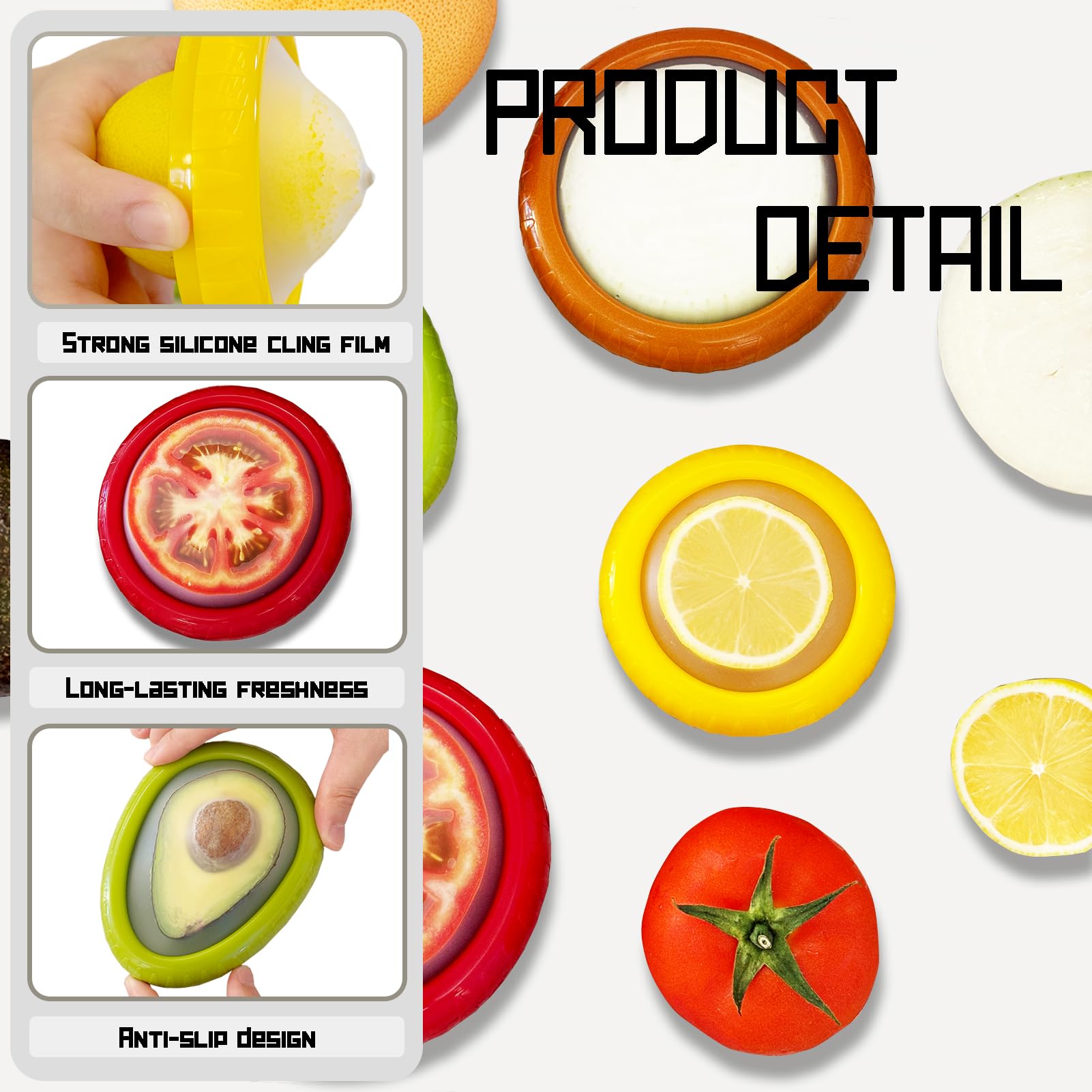 AEKTBY Silicone Fruit and Vegetable Anti-Oxidation Storage Box | Onion Storage | Avocado Saver | Set of 4 Reusable Storage Containers for Fridge