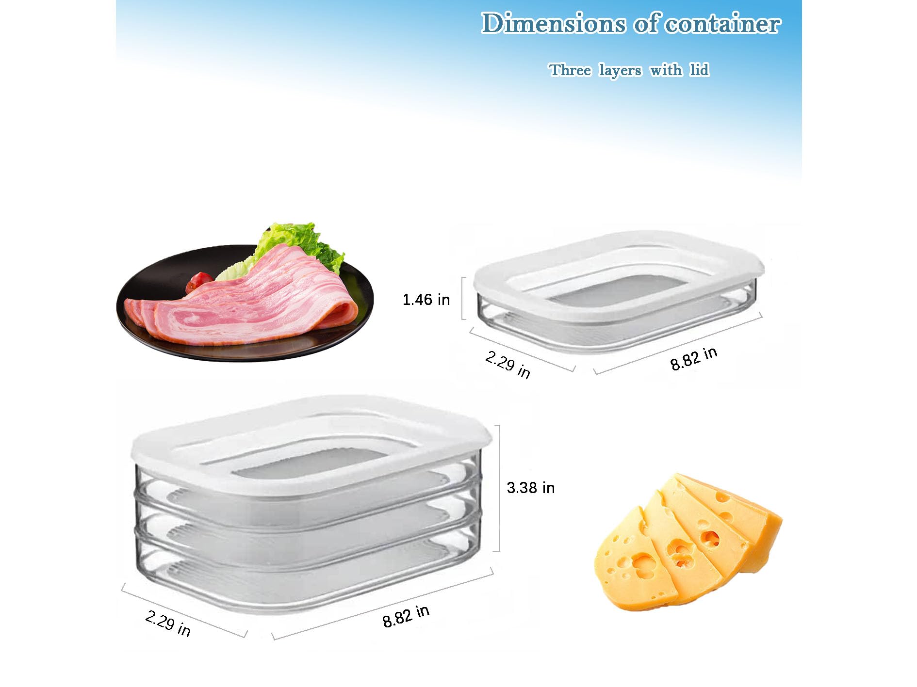 Nagyphgar Deli Meat Container for Fridge, Cold Cuts Container with Food Clip, Bacon Lunch Meat Container for Refrigerator, Stackable Food Storage Boxes with Lid, Cheese Storage Container, BPA Free