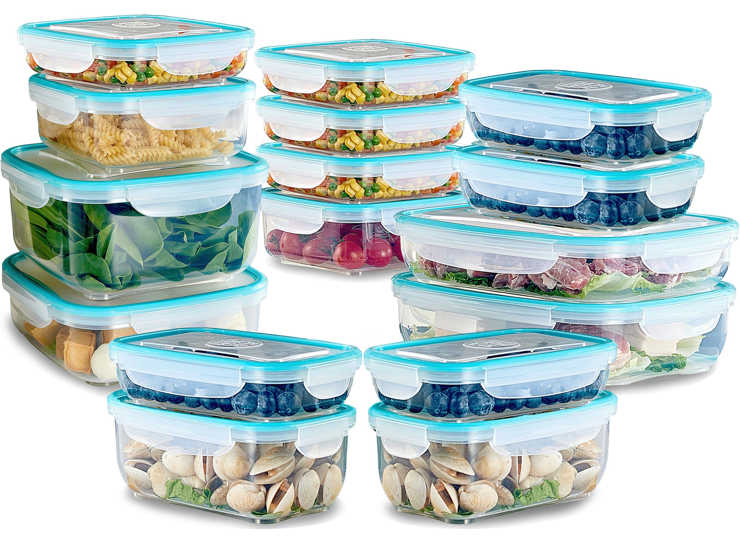 32 Airtight Food Storage Containers set, Freezer Safe, BPA-Free, Leakproof and Microwave/Dishwasher Safe Plastic Pantry Kitchen and Meal Prep Containers, Ideal for Lunch, Leftovers and Kitchen Storage