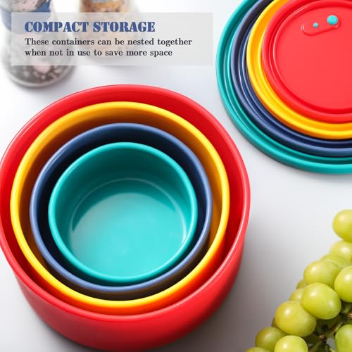 Silicone Food Containers with Lids,Set of 4 Airtight Food Storage Containers for Lunch,Meal Prep&Storage,Premium BPA-FREE Silicone Lunch Containers Lunch Box,Leak Proof,Microwavable and Freezer Safe
