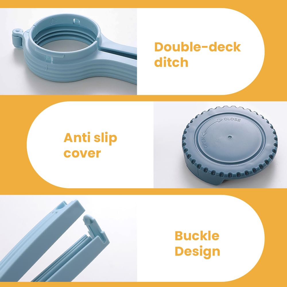 Soputry Bag Clip with Pour Spout, Food Bag Sealing Clip, Reusable Plastic Cap Sealer for Snack (2)