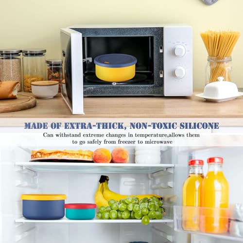 Silicone Food Containers with Lids,Set of 4 Airtight Food Storage Containers for Lunch,Meal Prep&Storage,Premium BPA-FREE Silicone Lunch Containers Lunch Box,Leak Proof,Microwavable and Freezer Safe