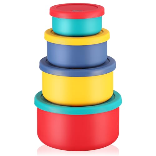 Silicone Food Containers with Lids,Set of 4 Airtight Food Storage Containers for Lunch,Meal Prep&Storage,Premium BPA-FREE Silicone Lunch Containers Lunch Box,Leak Proof,Microwavable and Freezer Safe