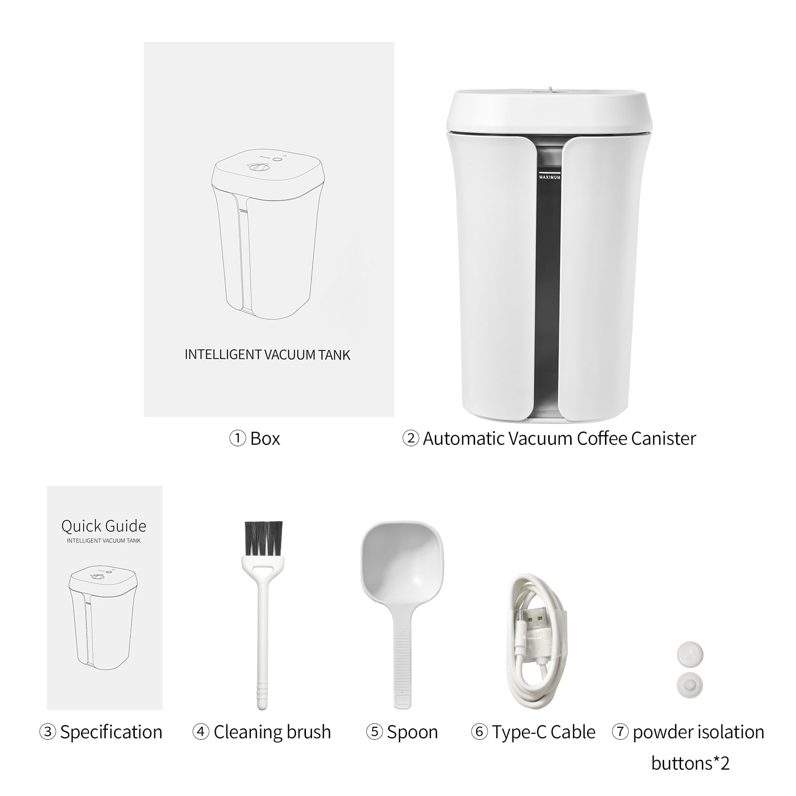 evacu Automatic Vacuum Coffee Canister & Food Storage Container,One-Button Operation Coffee Containers for Coffee Beans,Smart Detection of Vacuum Environment Inside the Canister to Keep Food Fresh-1L