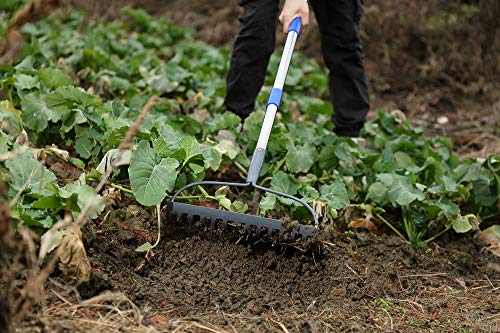 FLY HAWK 5 FT Bow Rake Heavy Duty,for lawns Raker to Gather Fallen Leaves, Weeds,Strong Hold When Working – Rust-Free(5 FT)