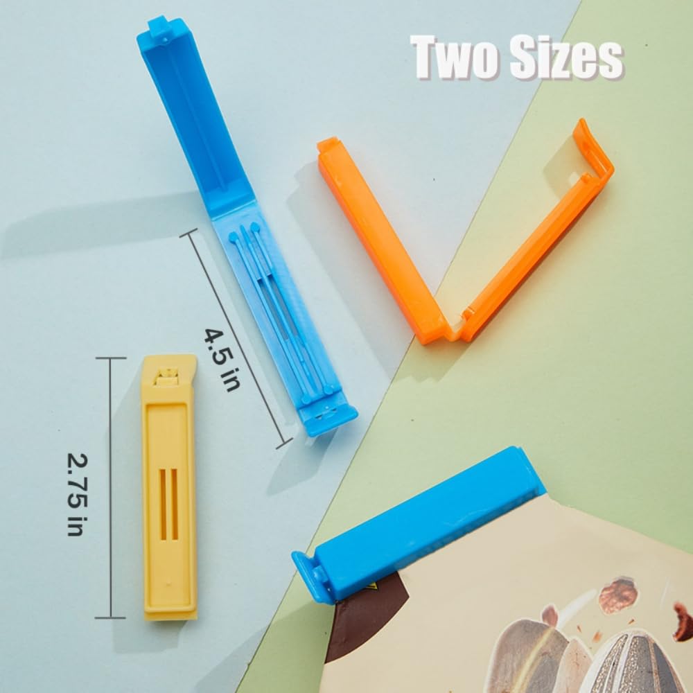 FUPUAII 32 Pcs Bag Closers for Chips, Bag Clips for Food, Moisture-Proof Seal, Food and Snack Storage Clips, 2 Sizes (4.5in and 2.7in)