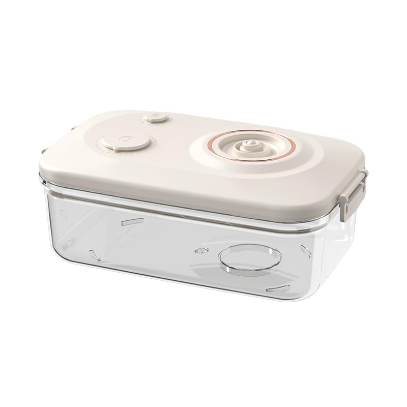 liviware home & kitchen Vacuum Seal Containers - Preserve Freshness with Time Dial, BPA-Free, Microwave-Safe - 2-Piece Set (5.1 Cups + 8.9 Cups Rectangular), White, liv01
