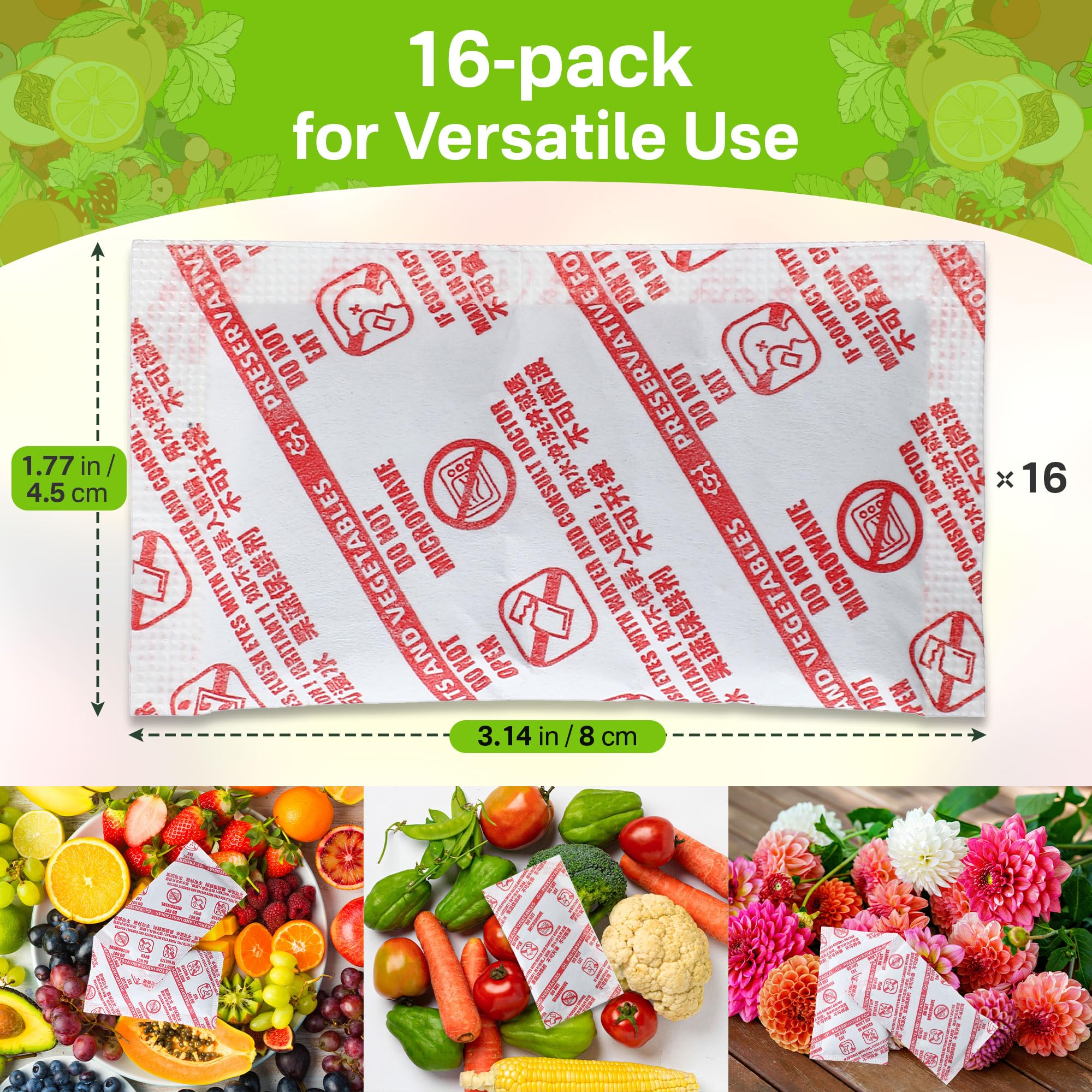 Dunkive 16 Pack Produce Saver Refill Kit Compatible with OXO Greensaver Produce Keeper and Crisper Inserts, Carbon Filter Refills Ethylene Gas Absorber for Fridge Keep Fruits Vegetable Fresh