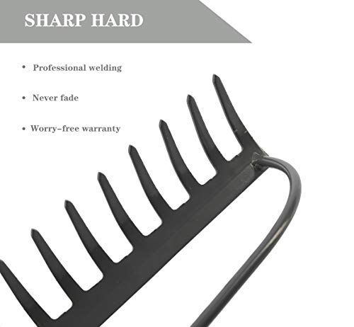 FLY HAWK 5 FT Bow Rake Heavy Duty,for lawns Raker to Gather Fallen Leaves, Weeds,Strong Hold When Working – Rust-Free(5 FT)