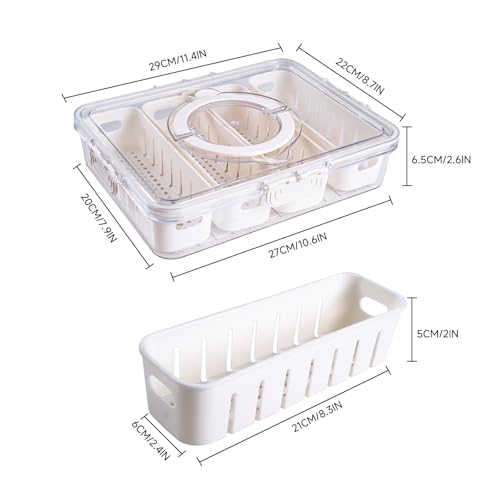 Shulgf Divided Snack Tray with Lid - 4-Compartment Travel Snack Container, Ideal for Beach, Picnics, Veggie Tray, and Snack Organizer for Fruits and Nuts
