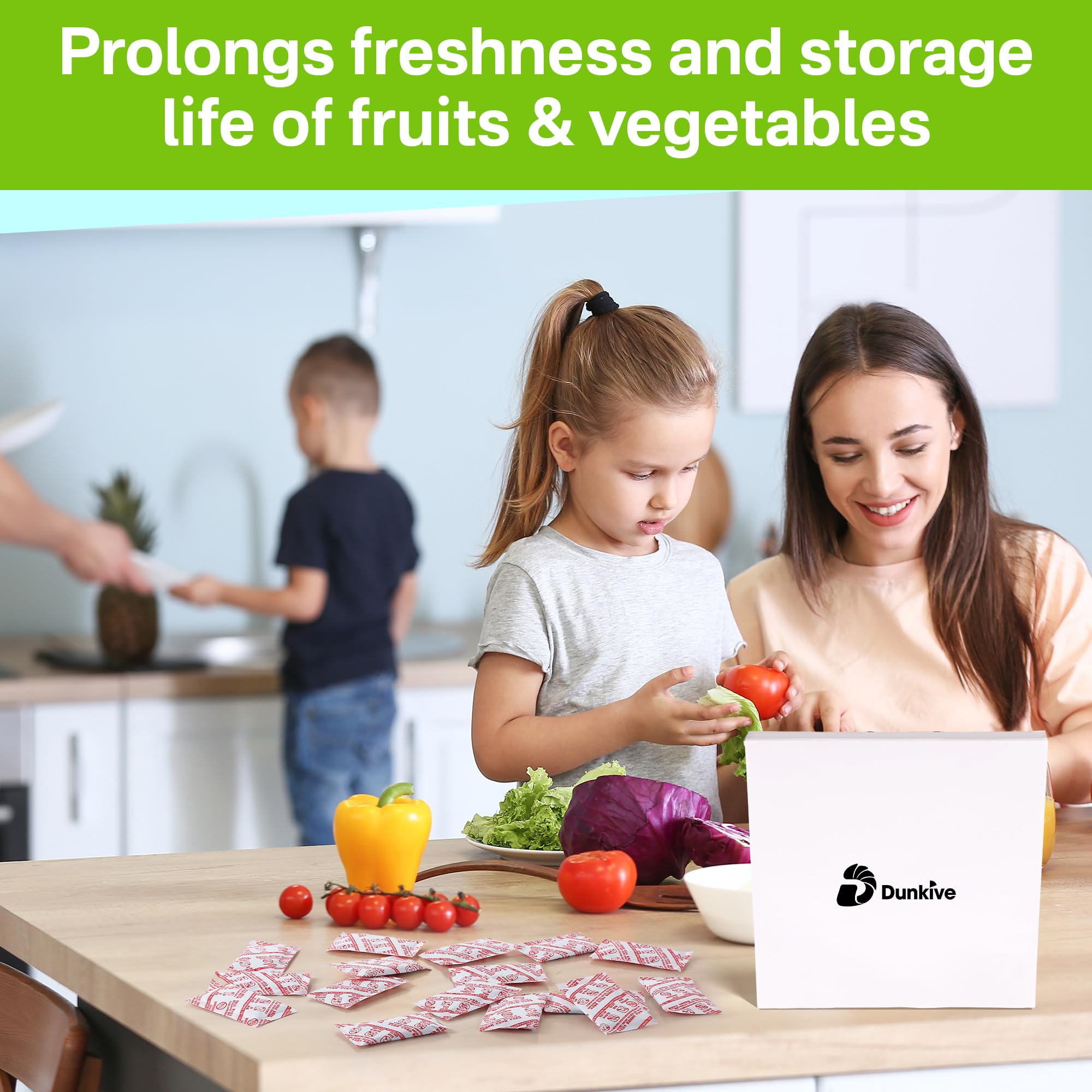 Dunkive 16 Pack Produce Saver Refill Kit Compatible with OXO Greensaver Produce Keeper and Crisper Inserts, Carbon Filter Refills Ethylene Gas Absorber for Fridge Keep Fruits Vegetable Fresh