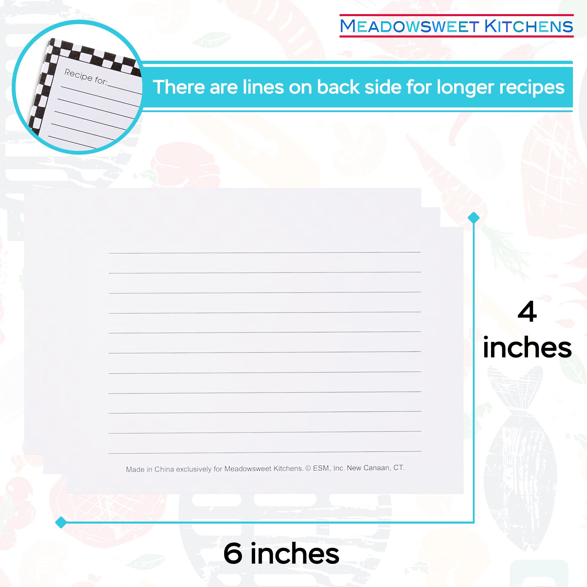Meadowsweet Kitchens Recipe Card Set - 25 Double Sided Recipe Cards 4 x 6 Inch, Perfect Size Blank Cards for a Recipe Card Box, Make Your Own Personalized Recipe Book - Abstract Café