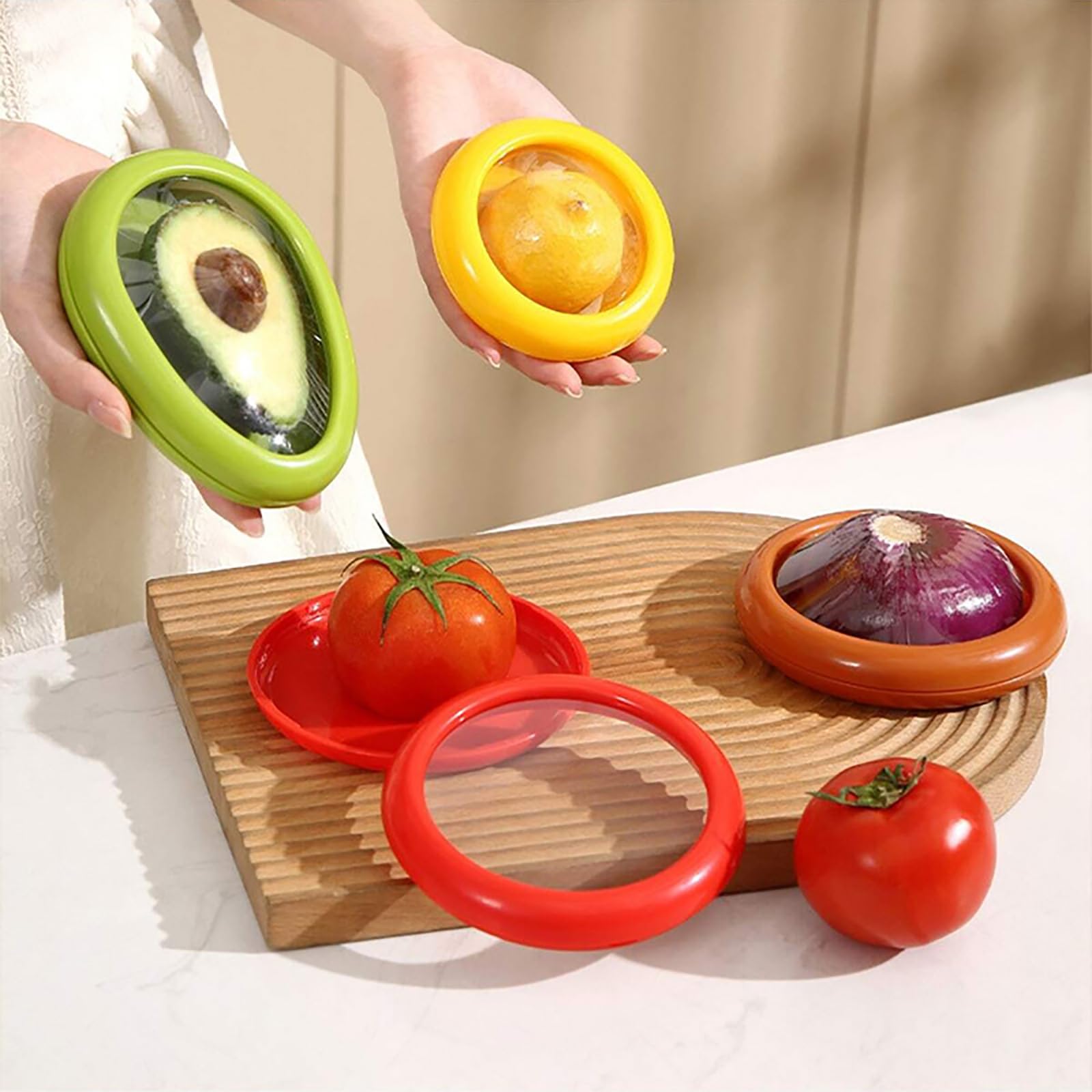 crazyliandlin Fruit Storage Containers For Fridge,Silicone Fruit Storage Box,Silicone Fruit and Vegetable Storage Containers Set for Fridge Keep Fresh(4 Pcs)