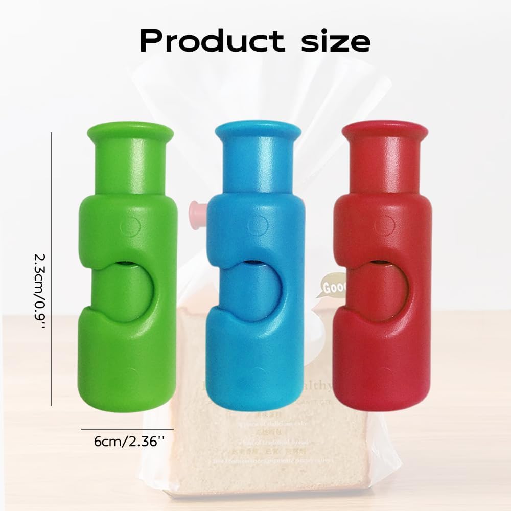 Bag Clips, Upgrade Squeeze and Lock Chips Bread Bag Clips, Grip Sticks Bag Sealers, Snack Bread Closer Clip, Plastic Sealing Clip for Bread, Food Clips for Bags, Bag Closure Clips (Colorful, 6PCS)