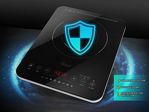 Rosewill Portable Induction Cooktop Burner, 1800W, 8 Cooking Modes, 10 Power/Temp Levels, Touch Panel, LED Display, Timer, Auto Shut-Off, Child Safety Lock, Includes Stainless Steel Pot (RHAI-21001)