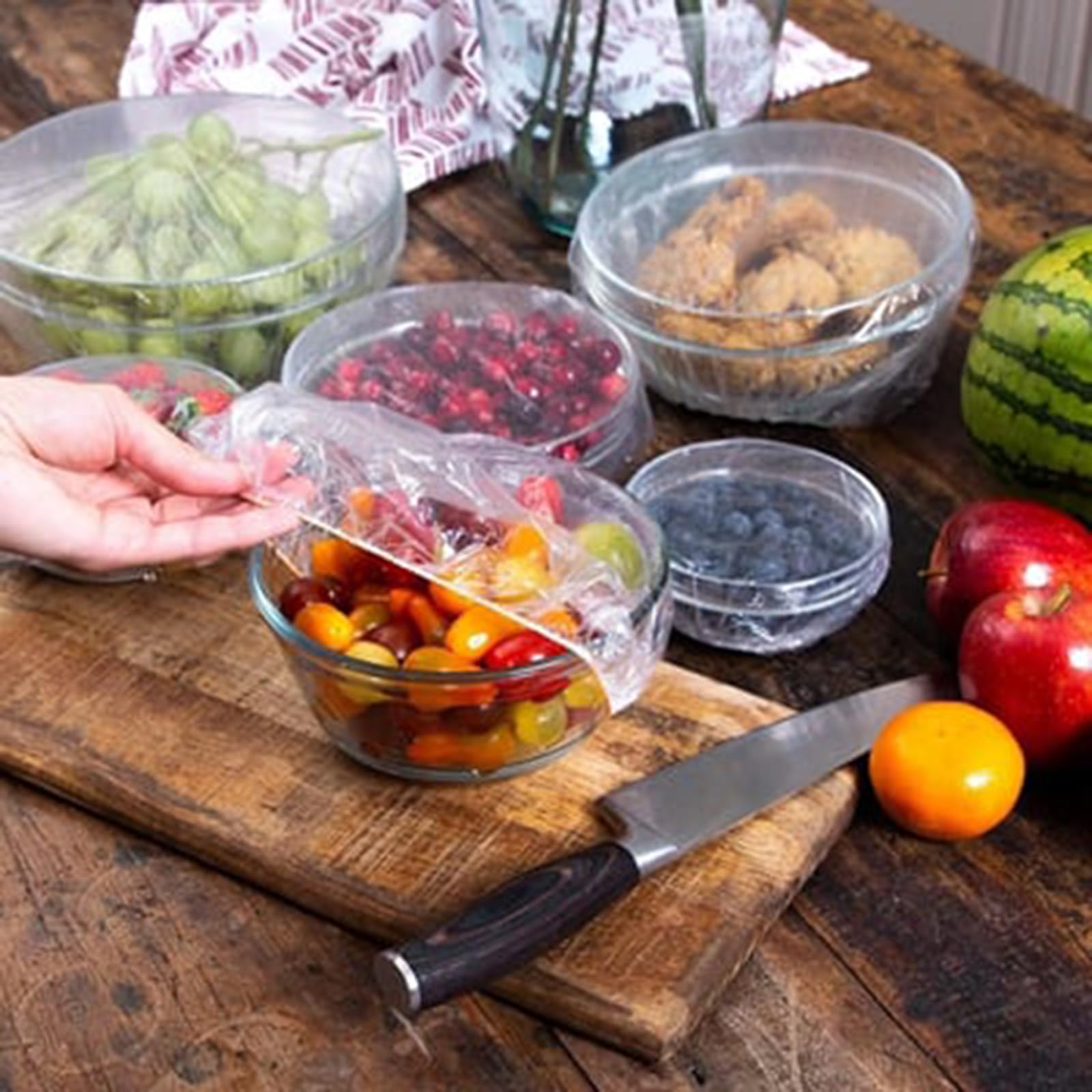 Dirtychop Reusable Fresh Keeping Bags/200PCS, Food Storage Covers Reusable Stretch Plastic Wrap Bowl Covers, Universal Food Tents/Food Covers for Outdoors, Kitchen (300 Pcs)