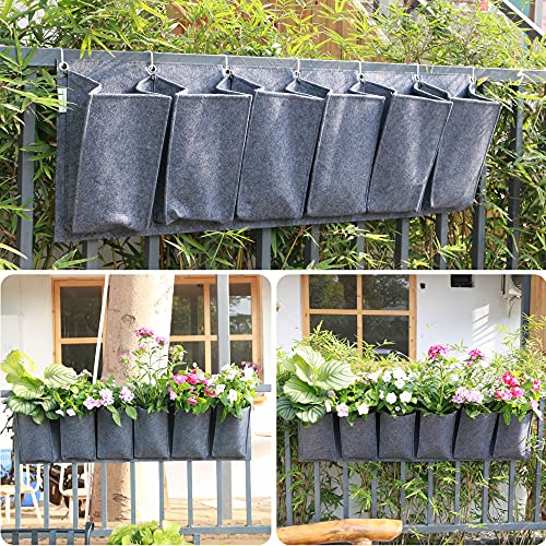 NEWKITS Hanging Vertical Garden Wall Planter Deeper and Bigger 6 Pocket Vertical Garden Solution 2020 (Grey-A)