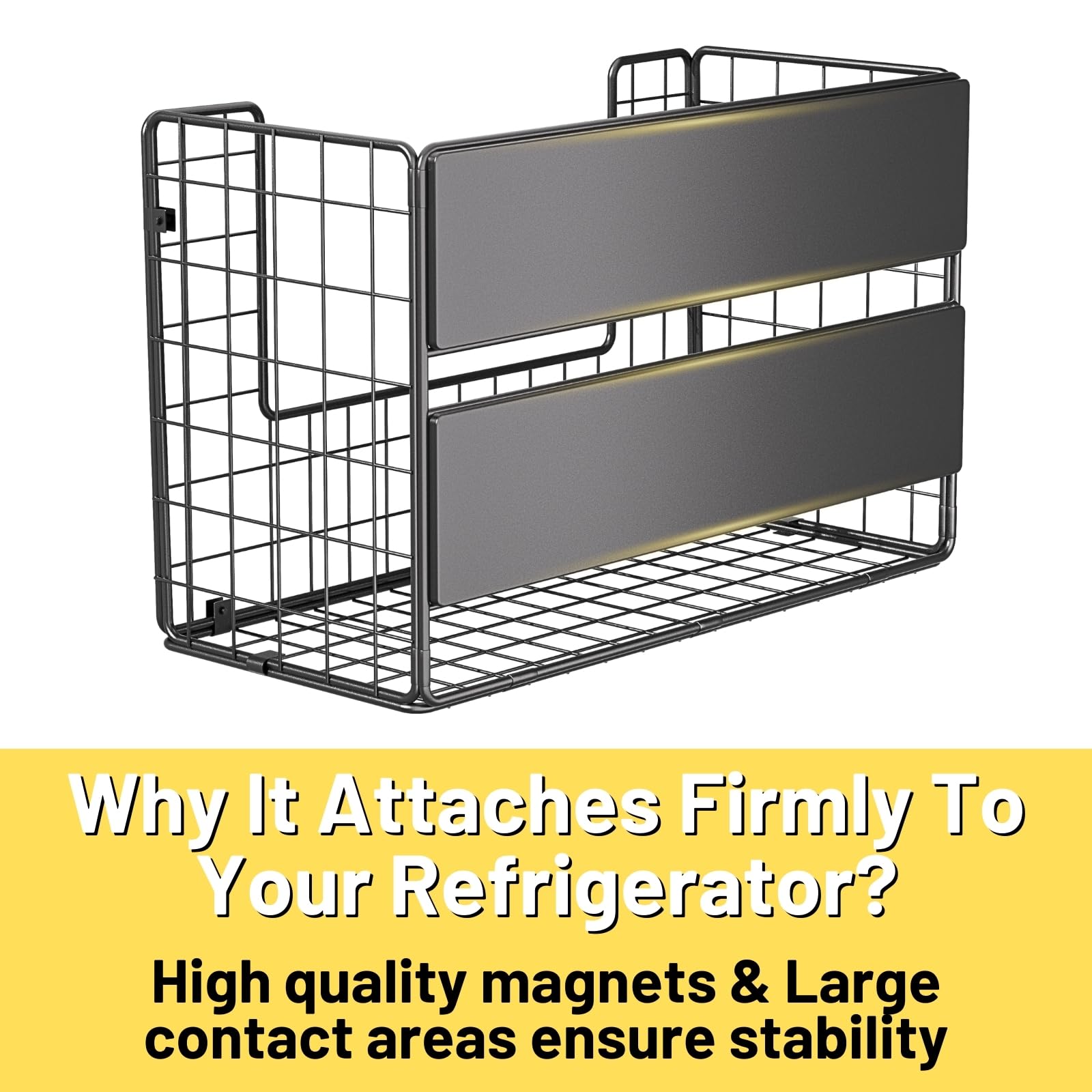 2 Set Magnetic Shelf for Fridge , Fruit Potato & Onion Storage Bins, Pantry Organizers & Storage, Large Container Magnetic Basket for Refrigerator, Kitchen Counter, Cabinet, Magnetic Fridge Organizer