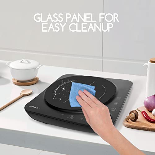 Aigostar Portable Induction Cooktop, Induction Burner with 8 Level Temp Setting Between 140°F-460°F, Timer, Electric Countertop Burner with LED Display, Child Safety Lock, Auto-Shut-Off