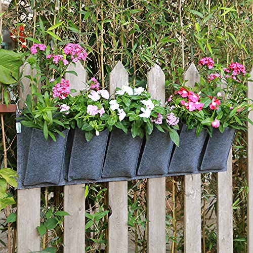 NEWKITS Hanging Vertical Garden Wall Planter Deeper and Bigger 6 Pocket Vertical Garden Solution 2020 (Grey-A)