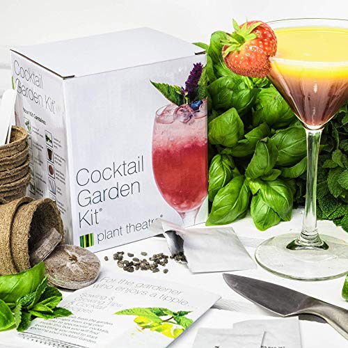 Plant Theatre Cocktail Herb Growing Kit - Grow 6 Unique Indoor Garden Plants for Mixed Drinks with Seeds, Starter Pots, Planting Markers and Peat Discs - Kitchen & Gardening Gifts for Women & Men 