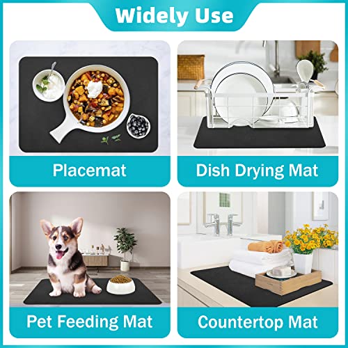 Coffee Maker Mat for Countertops: Coffee Mat Absorbent Coffee Bar Mat for Kitchen Hide Stain Rubber Backed, 12" X 17" Coffee Bar Accessories Fit Under Coffee Machine Coffee Pot Appliance Mats (Black)