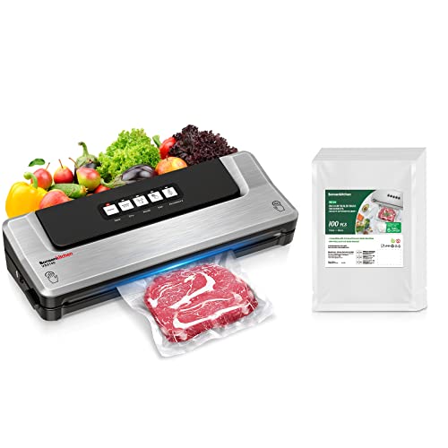 Bonsenkitchen Vacuum Food Sealer Bags 100 Quart 6" x 10', BPA Free, Commercial Grade Textured Food Vacuum Sealer Bag, Thick Embossed Bags for Food Storage and Sous Vide Cooking