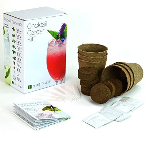 Plant Theatre Cocktail Herb Growing Kit - Grow 6 Unique Indoor Garden Plants for Mixed Drinks with Seeds, Starter Pots, Planting Markers and Peat Discs - Kitchen & Gardening Gifts for Women & Men 