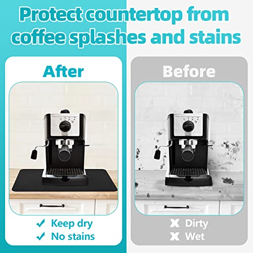 Coffee Maker Mat for Countertops: Coffee Mat Absorbent Coffee Bar Mat for Kitchen Hide Stain Rubber Backed, 12" X 17" Coffee Bar Accessories Fit Under Coffee Machine Coffee Pot Appliance Mats (Black)