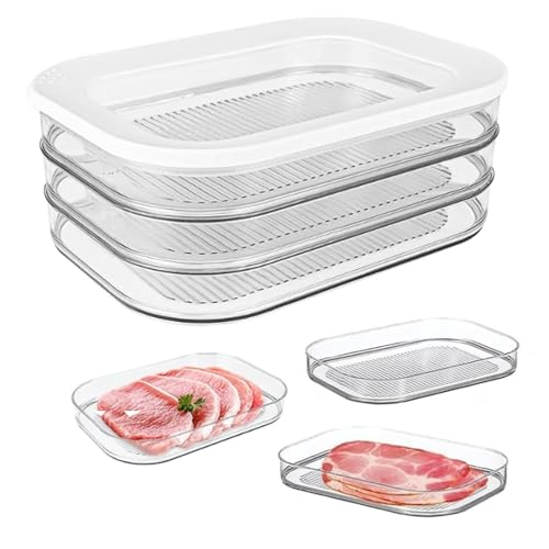 AionneWie Stackable BPA-Free Refrigerator Containers for Bacon, Deli Meats, and Lunch Meat Storage