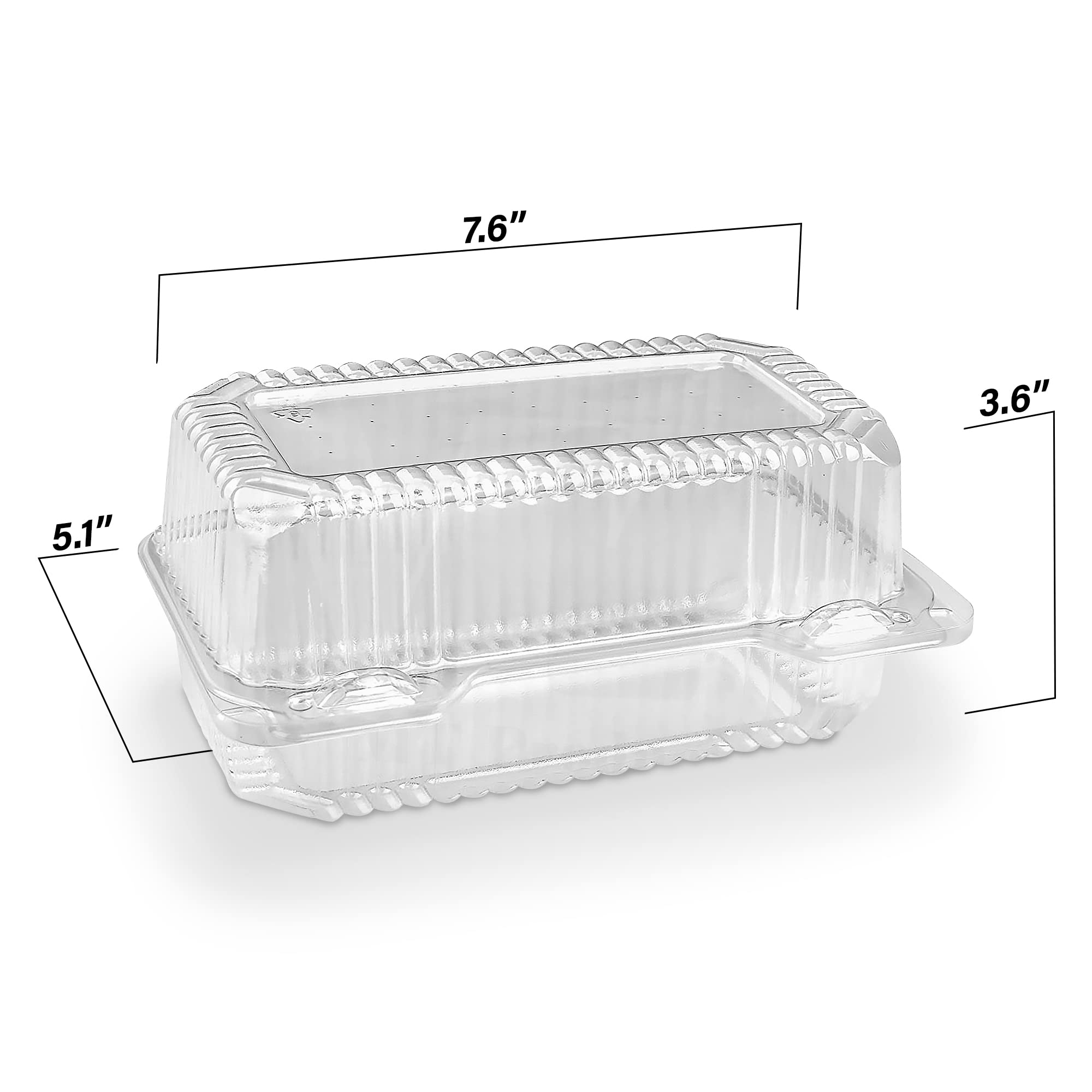 Disposable Sturdy Plastic Hinged Loaf Containers - Durable Small Hoagie Container (Pack of 40) by MT Products - Made in The USA