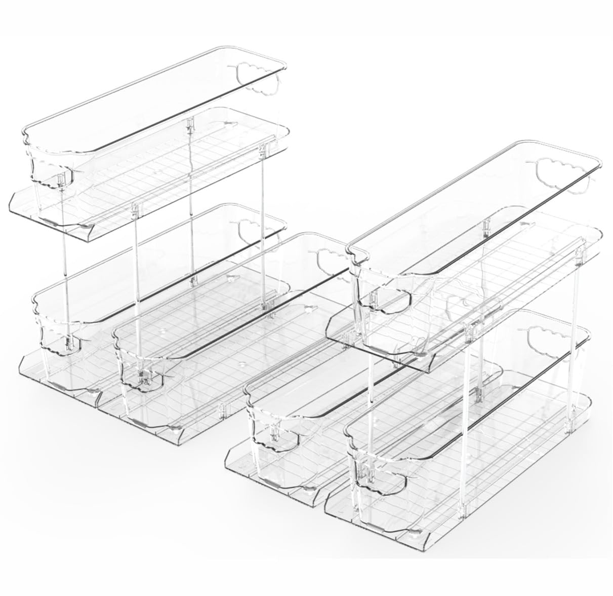 14.8" Deep 2 Set 2 Tier Under Sink Organizers and Storage,5.1” Narrow Pull Out Bathroom Cabinet Organizer for Kitchen,Pantry Organizer,Cleaning Products Organizer and Medicine Cabinet Storage,Clear