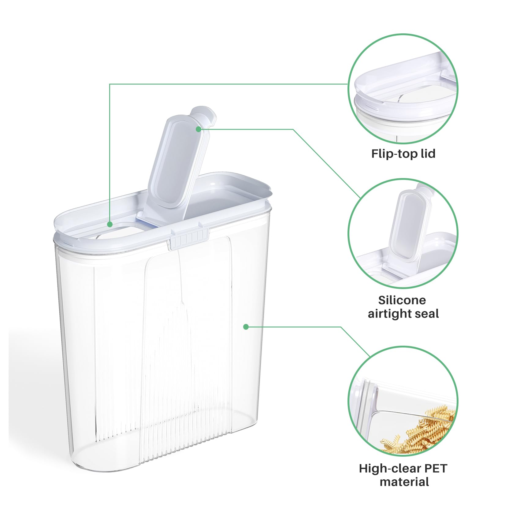 Ducoak Cereal Containers Storage Set Airtight Food Storage Containers with Lids Flip-Top 2PCK Plastic Cereal Storage Containers Cereal Organizer Dispenser for Pantry Kitchen(135.3oz/4L)