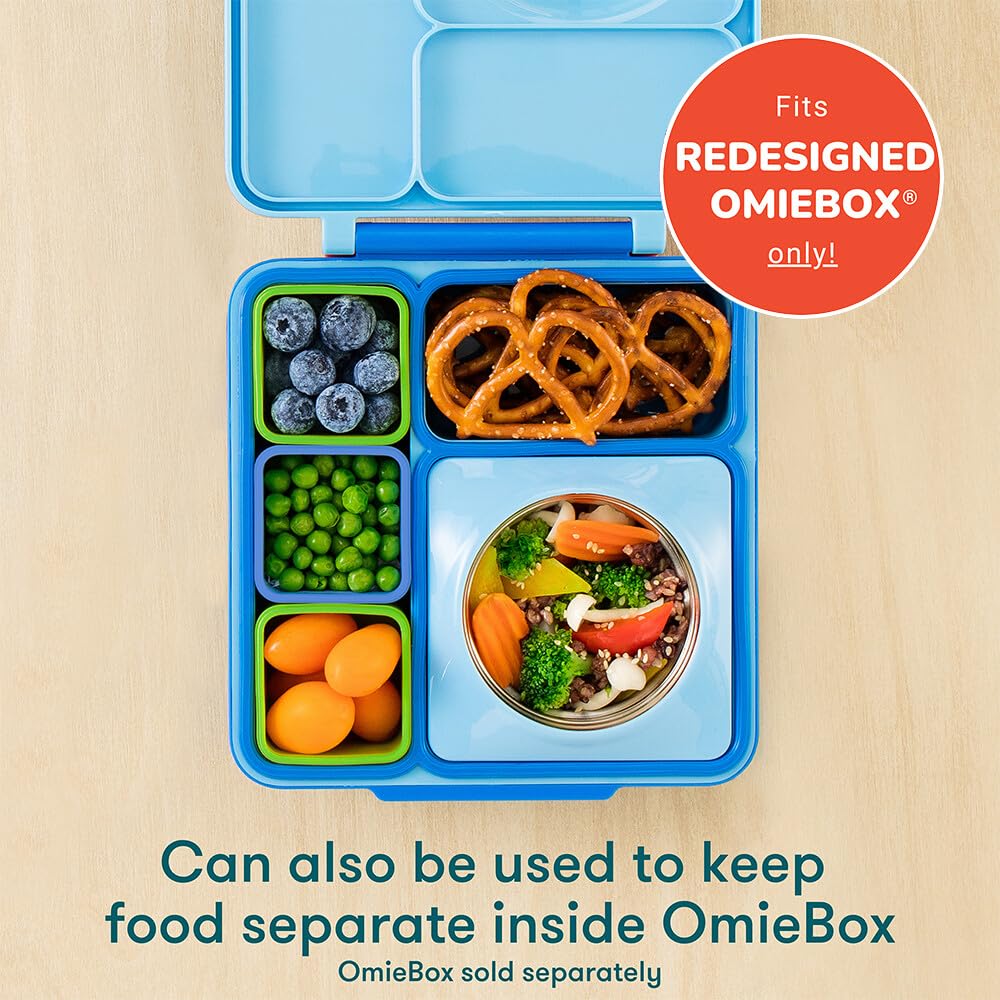 Omie OmieBox (2 pack) Leakproof Dips Containers To Go, Salad Dressing Container, Condiment Container with Lids - Food Safe Silicone - 4 ounces (Sea Blue/Green)