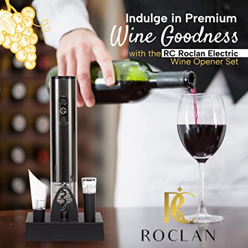 Electric Wine Opener Kit - Rechargeable, Cordless Automatic Corkscrew, Charging Base and Accessories - Gift Set for Wine Lovers - Battery Operated, Electronic Cork Remover Gadget