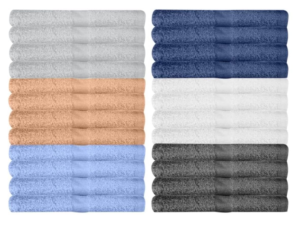 BEST TOWEL 24-Pack Washcloths - Extra-Absorbent - 100% Cotton - 12" x 12" (Multi, 24 Pack Washcloth 12x12)