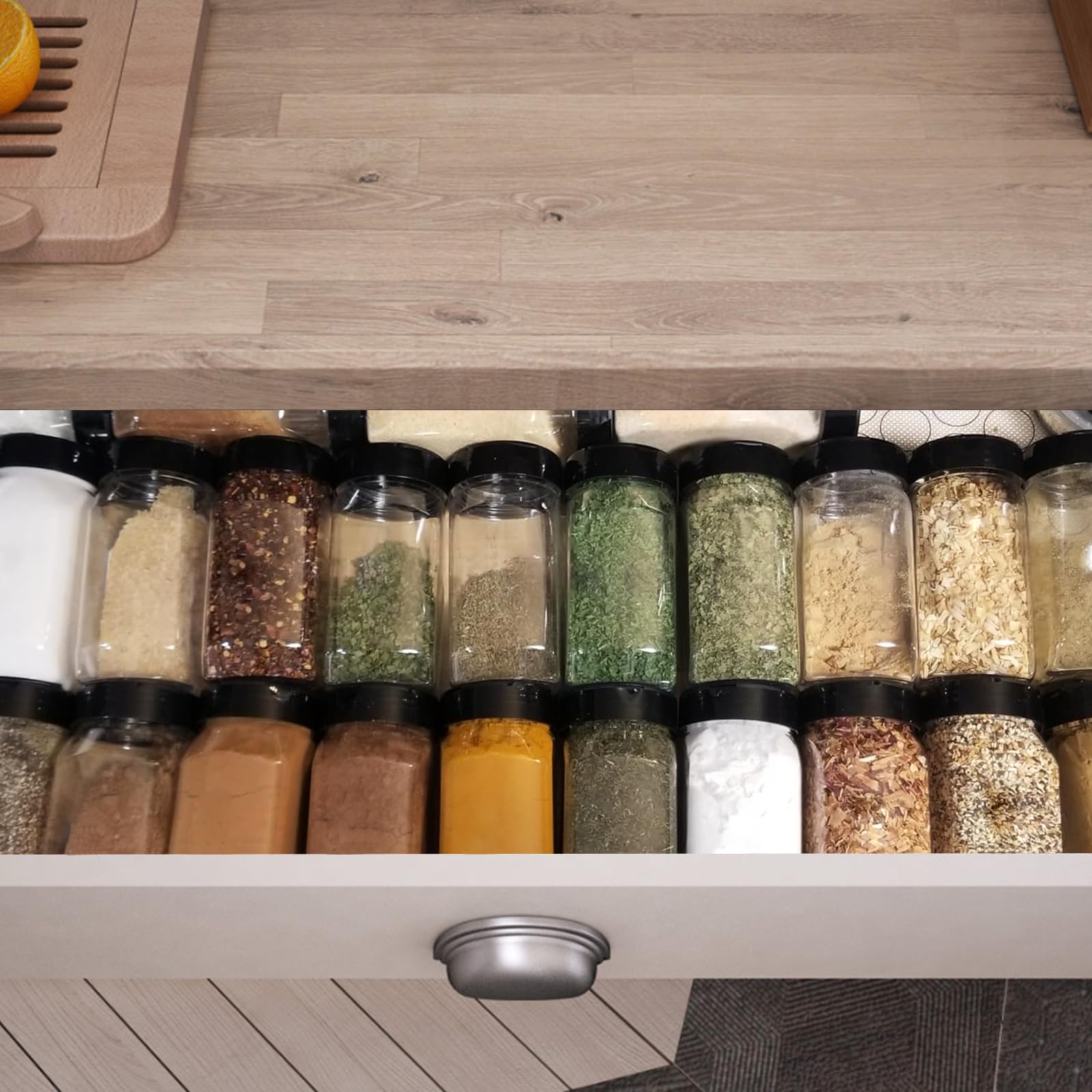 Ysglory 28 Pack 16 Oz Plastic Spice Jars Bottles Containers with Black Cap Empty Seasoning Bottles Large Clear Spice Shaker and Stickers for Storing Spice, Salt, Herbs